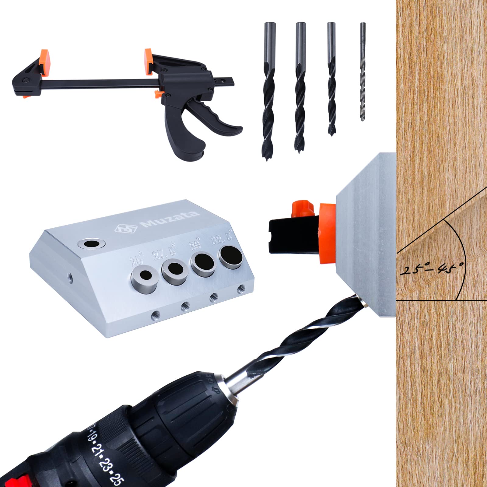 Muzata Upgraded Drill Guide For Cable Railing Lag Screw Kit ...