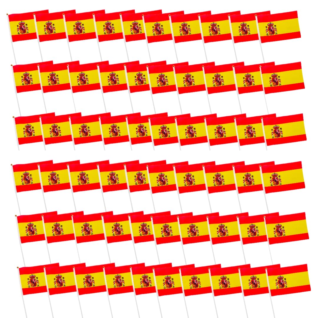 60 Pieces of Spain Crank Flags for National Holiday, Parties, Parades ...
