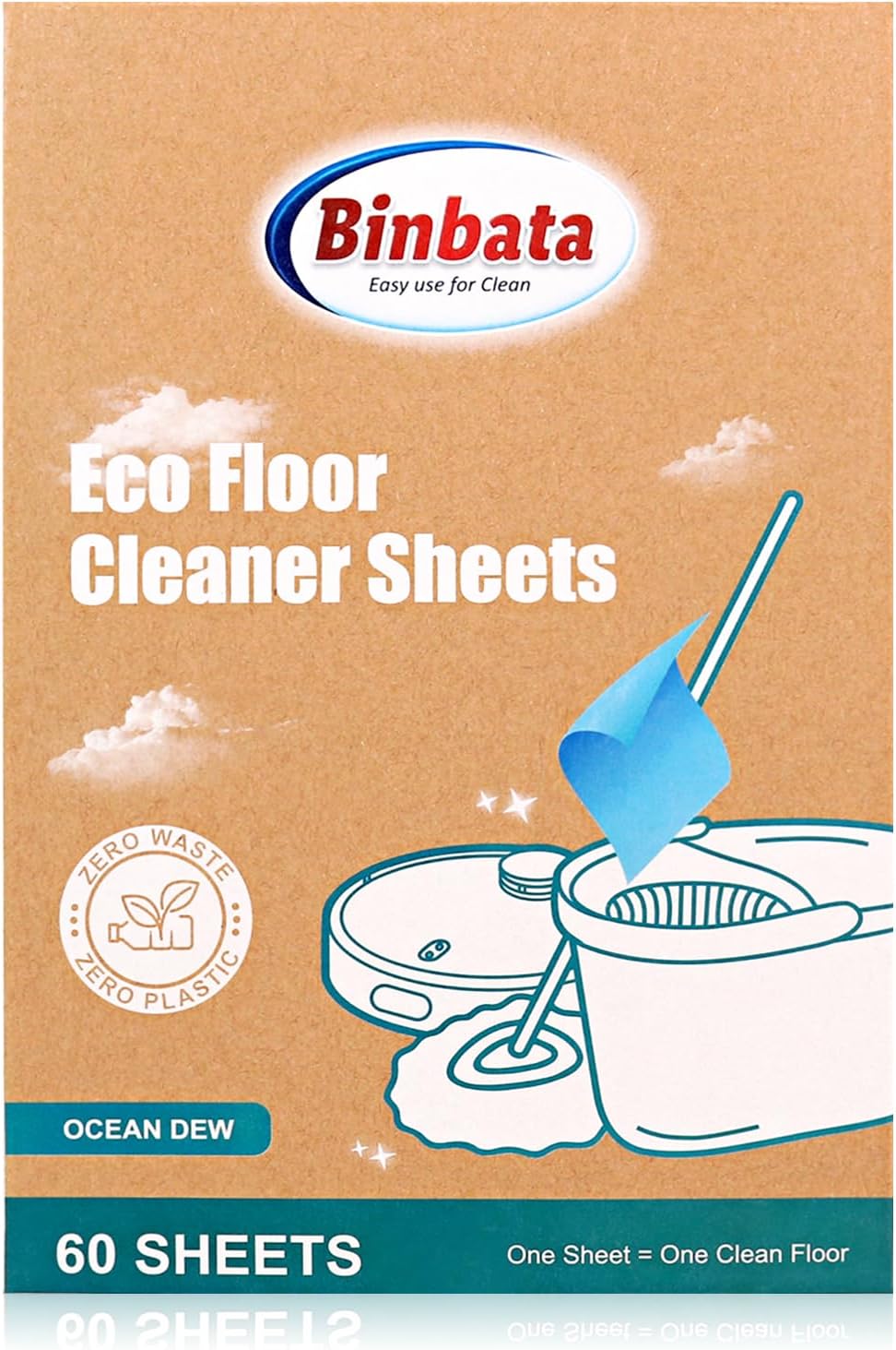Amazon.com: Binbata Eco Floor Cleaner Sheets, 60Pcs(Up to 120Load ...