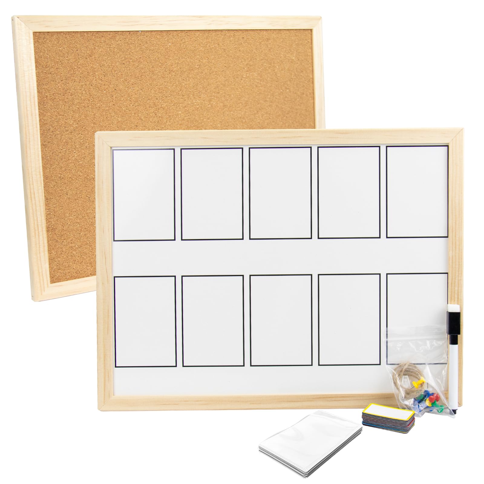 Amazon.com : Small Cork Board White Board Combo with Wooden Framed for ...