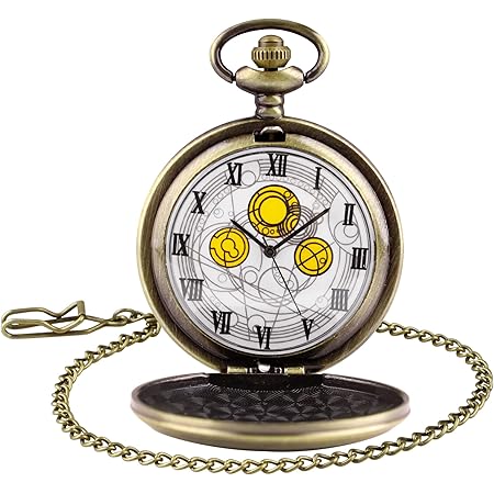 Tiong Vintage Quartz Dr Who Pocket Watch with Bronze Case White Dial ...