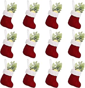 Amazon.com: CCINEE 12Pack Mini Christmas Stockings, Red Knitted Xmas ...