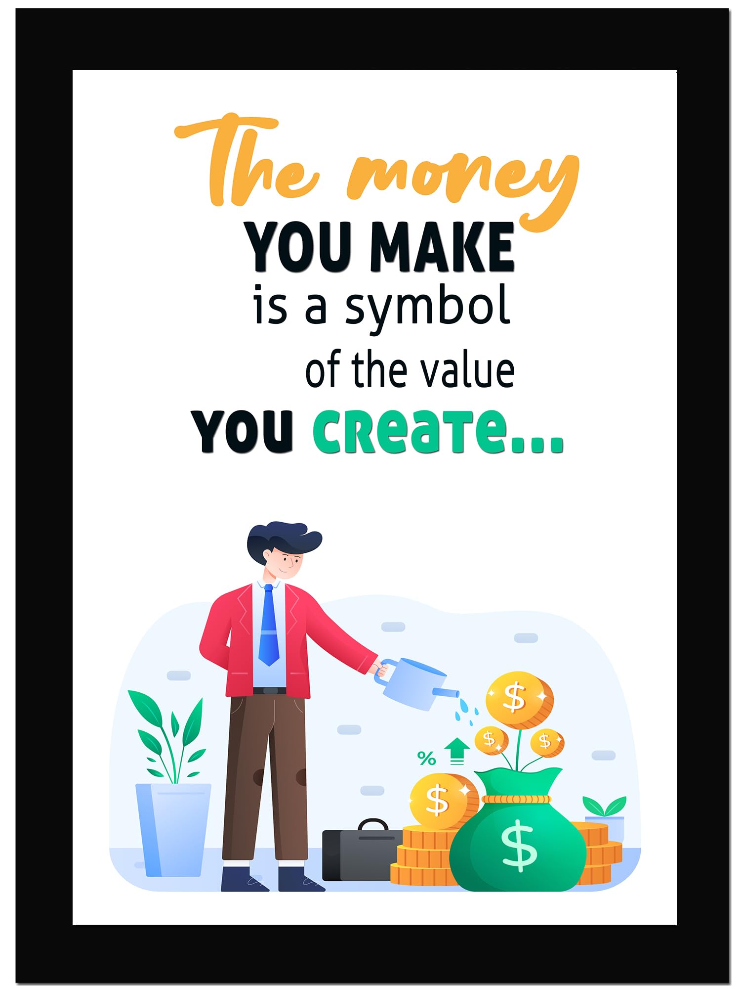 AR Creative The Money - Trading Motivational Quote Framed Wall Poster ...