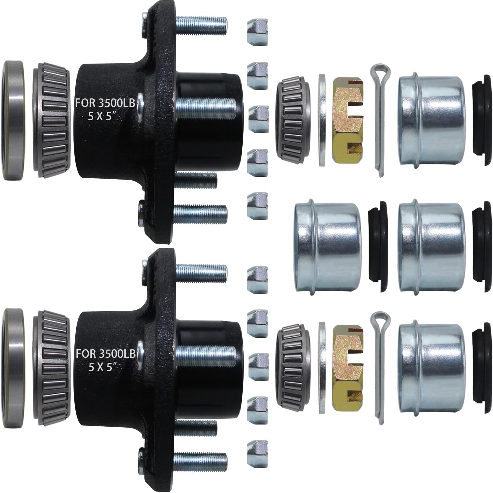 Amazon.com: iBroPrat 2 Sets Trailer Hub Kit 5 Bolt 5, Trailer Axle Kit ...