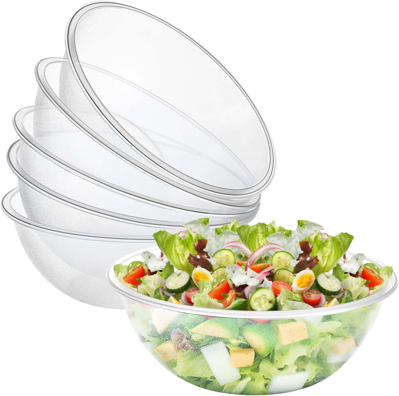 Amazon.com | Lyellfe 3 Pack Large Salad Bowl, 96 Oz Clear Chip Bowls ...