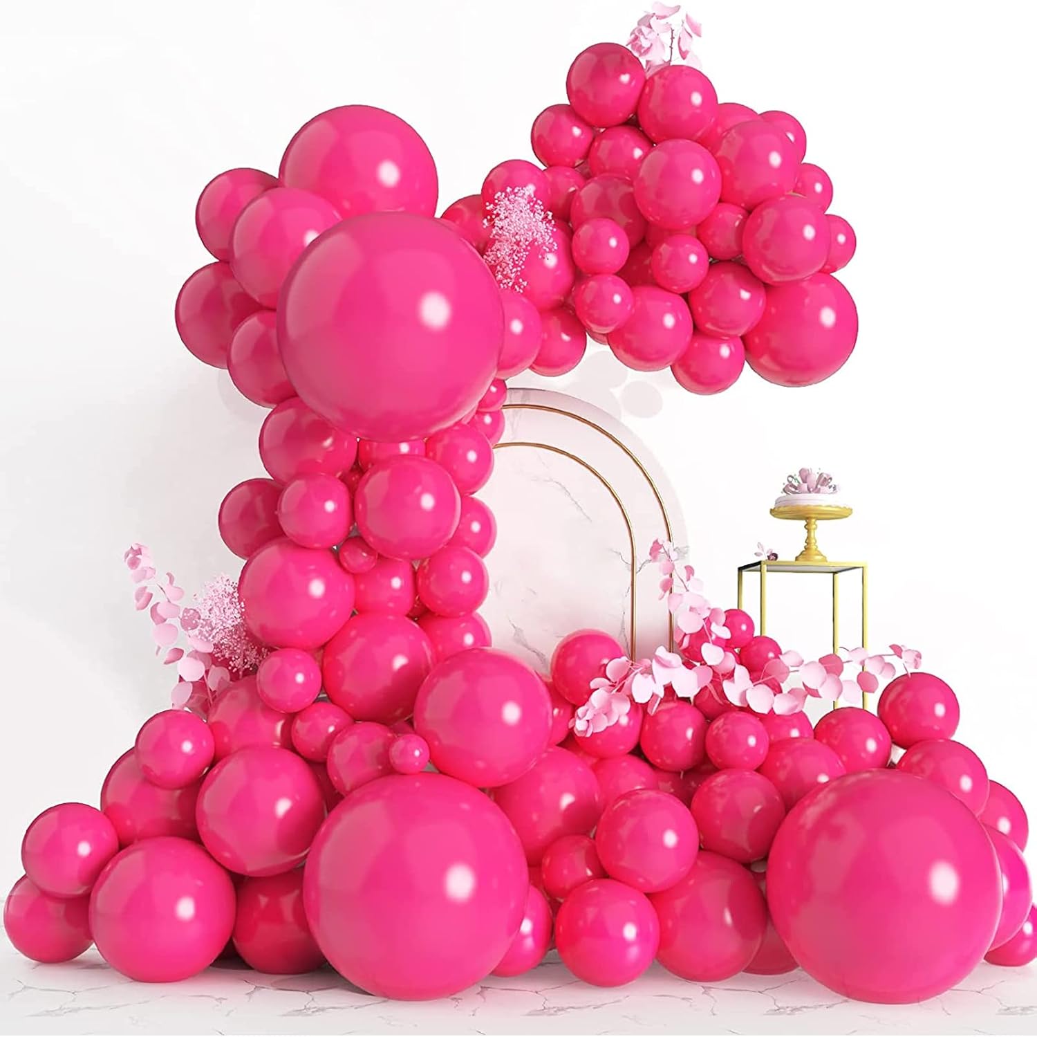 Amazon.com: Hot Pink Balloons Different Size 100 Pack, Hot Pink Balloon ...