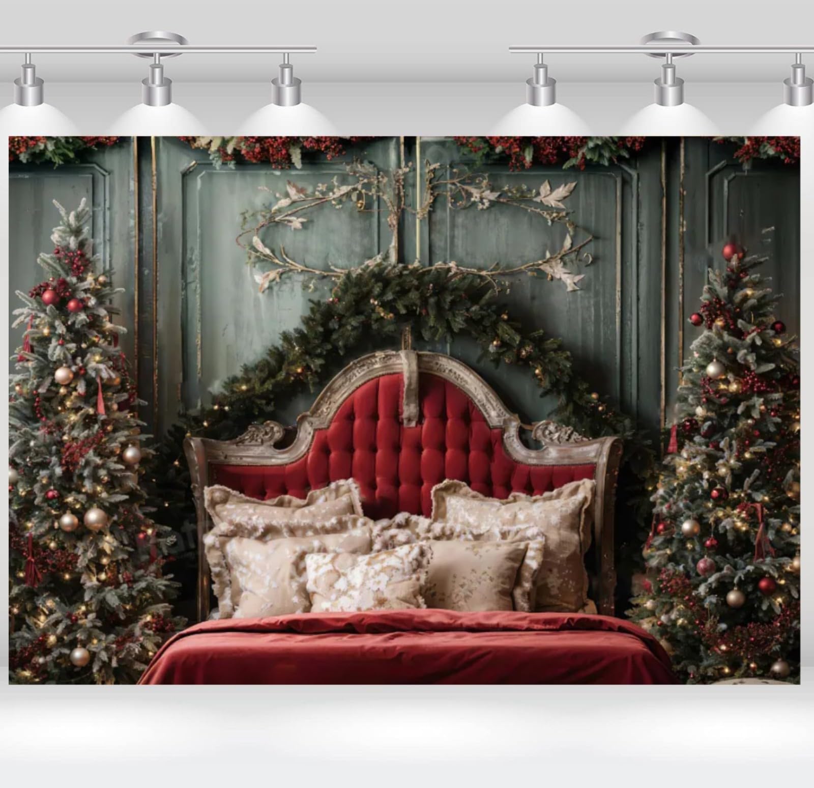 Amazon.com : Christmas Backdrop Vintage Christmas Headboard Winter ...