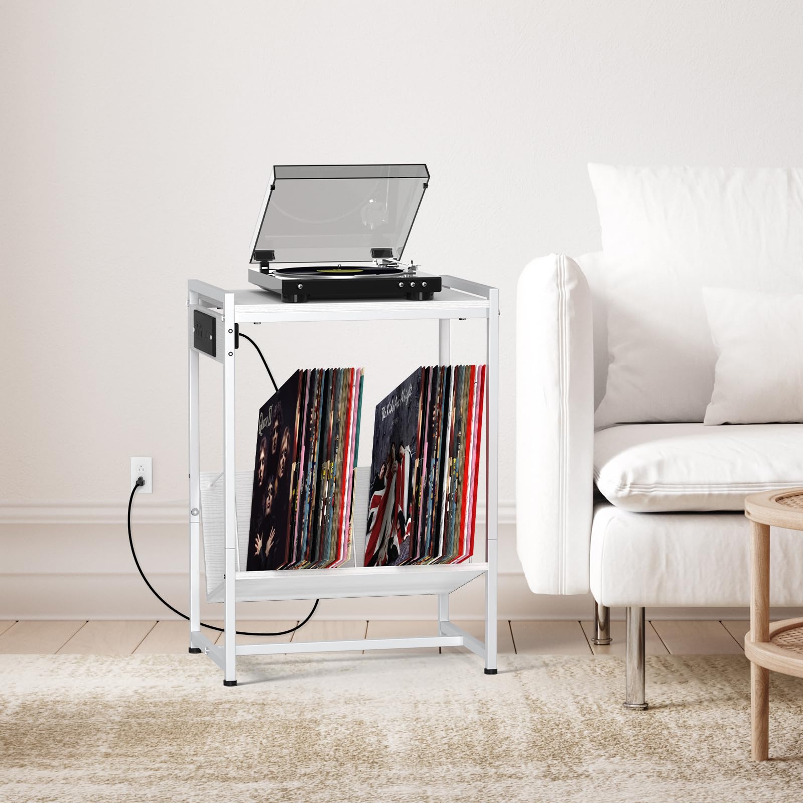 Snapklik.com : Record Player Stand White Vinyl Record Storage Record ...