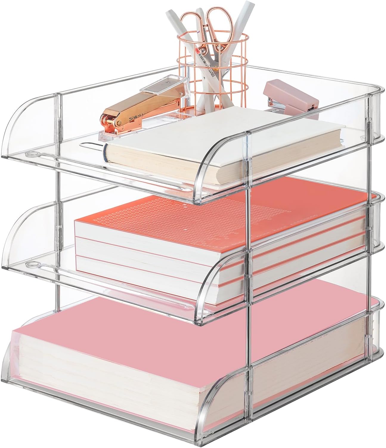 Amazon.com : Paper Organizer for Desk,3-Tier Stackable Paper Trays ...