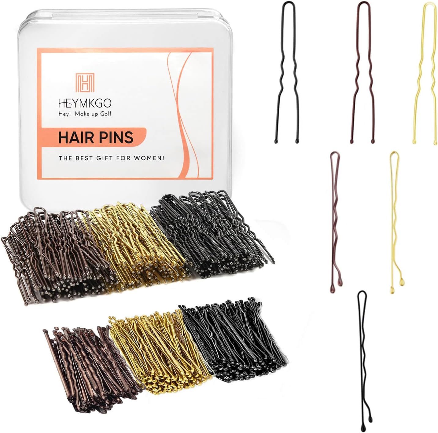 HEYMKGO Bobby Pins 300 Hair Pins for Women Hair Grips U Shaped Hair ...