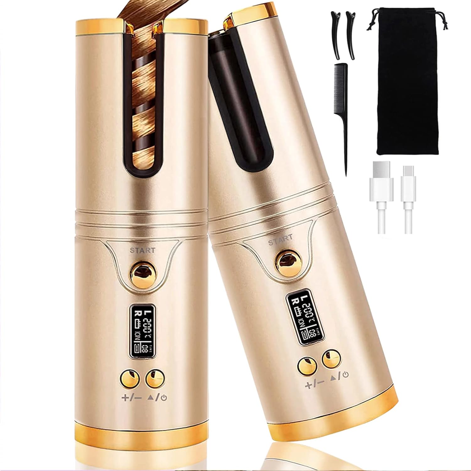 Wireless Automatic Hair Curler, Cordless Curling Tongs, USB ...