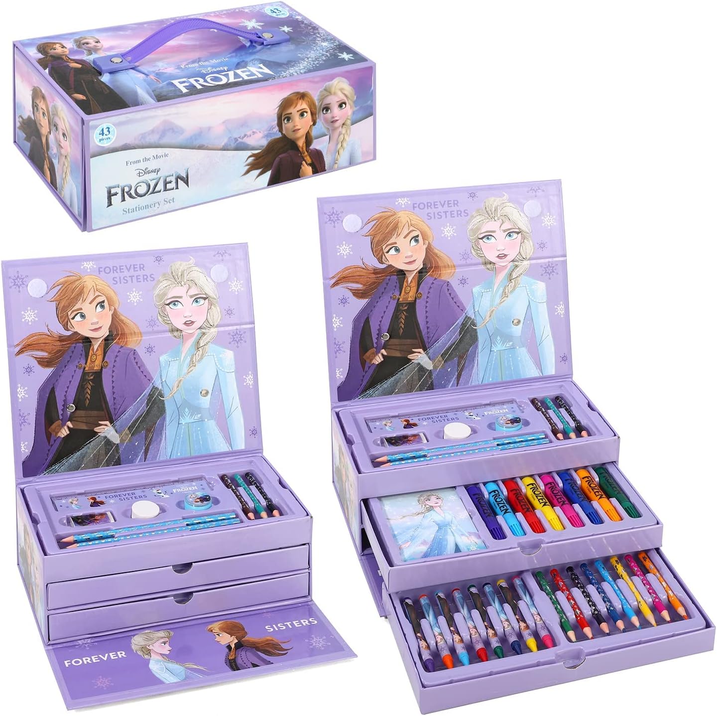 Frozen Kids 43pc Colouring Art Stationery Set with Watercolour Felt Tip ...