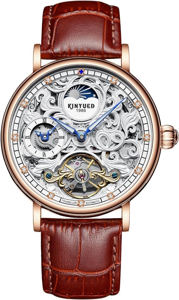 Azonee Mens Mechanical Watches, Luxury Automatic Skeleton Tourbillon ...