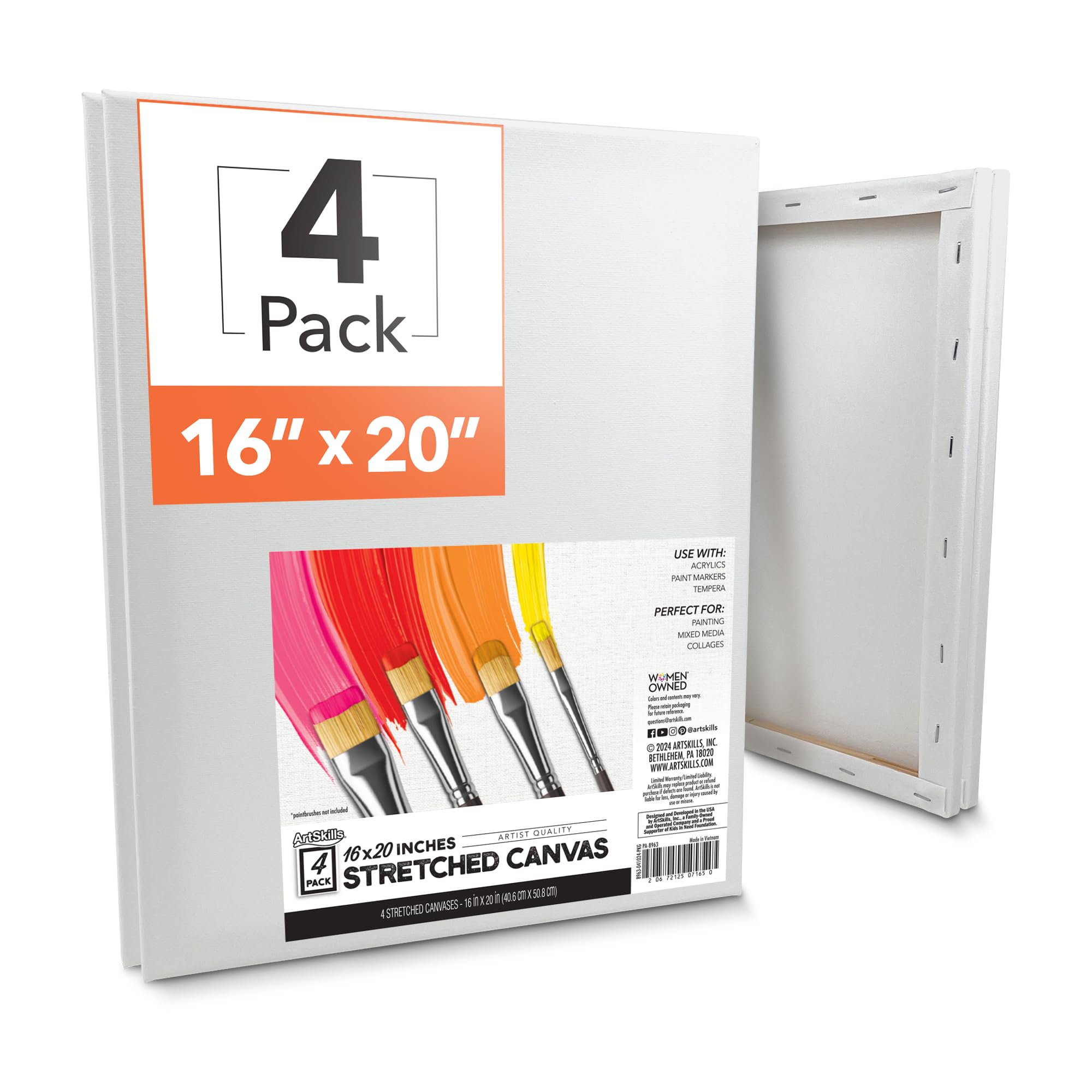 Amazon.com: ArtSkills Stretched Canvases for Painting, 16x20 Canvas ...