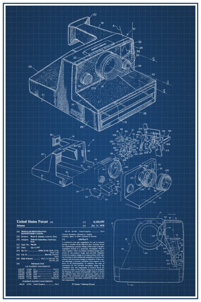Amazon.com: Instant Camera Official Patent Blueprint Sketch Diagram ...