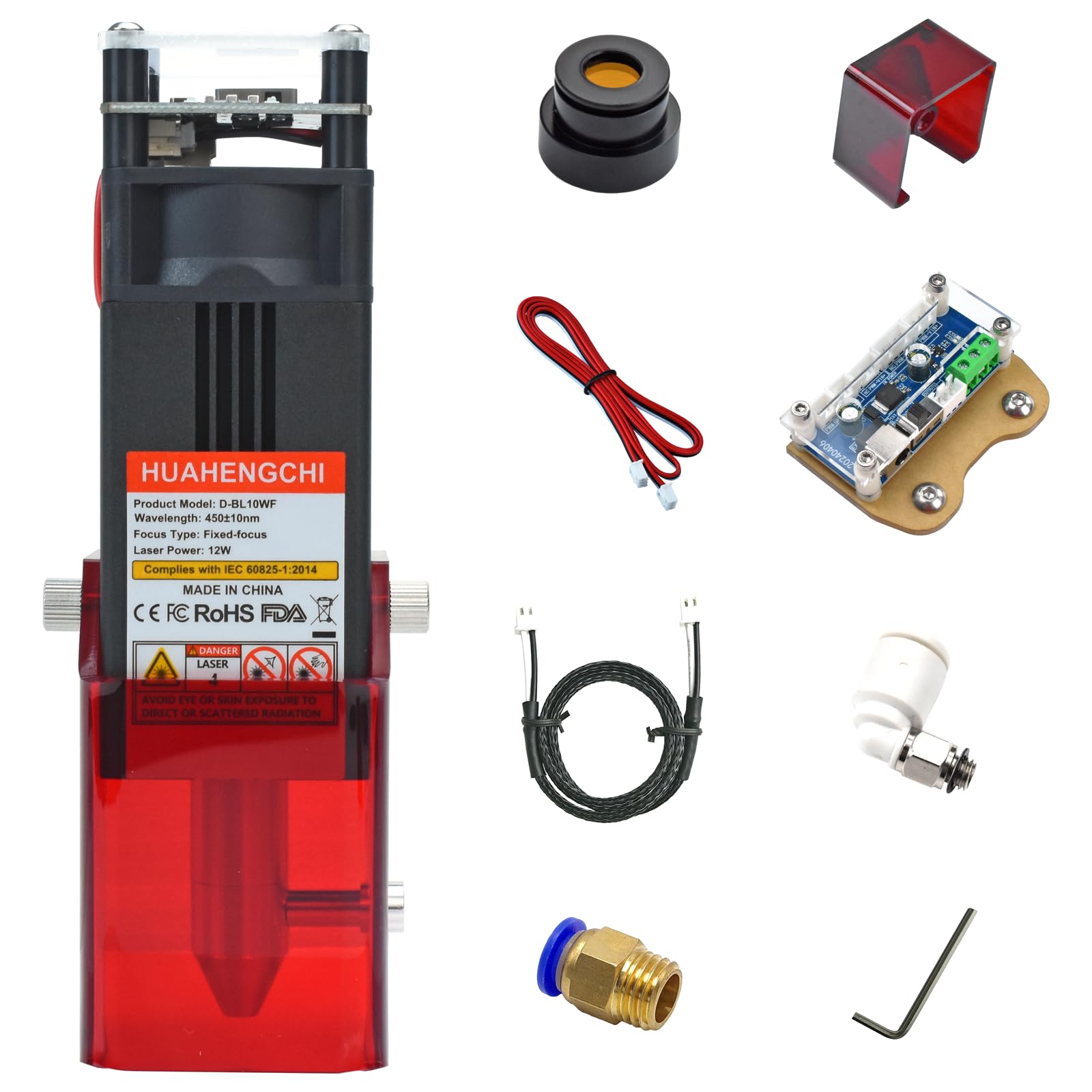 Amazon.com: HUAHENGCHI Laser Engraver Module, 12000mW(12W) Optical ...
