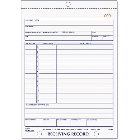 Amazon.com : Rediform 2L260 Receiving Record Book 5 1/2 x 7 7/8 Three ...