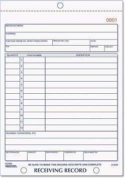 Amazon.com : Rediform 2L260 Receiving Record Book 5 1/2 x 7 7/8 Three ...