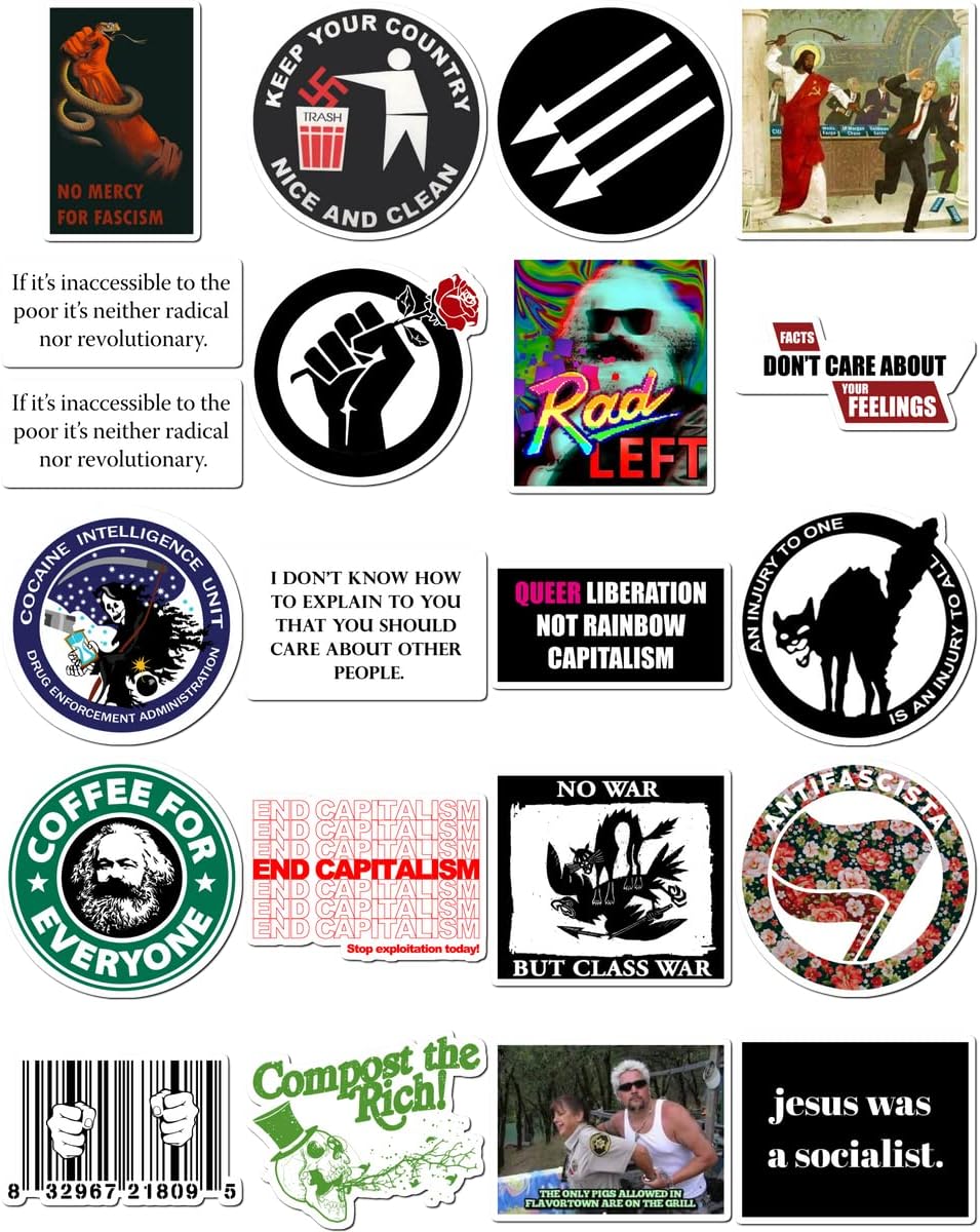 Amazon.com: Stickers Pack 20 Pcs Leftist Vinyl Aesthetic Colorful ...