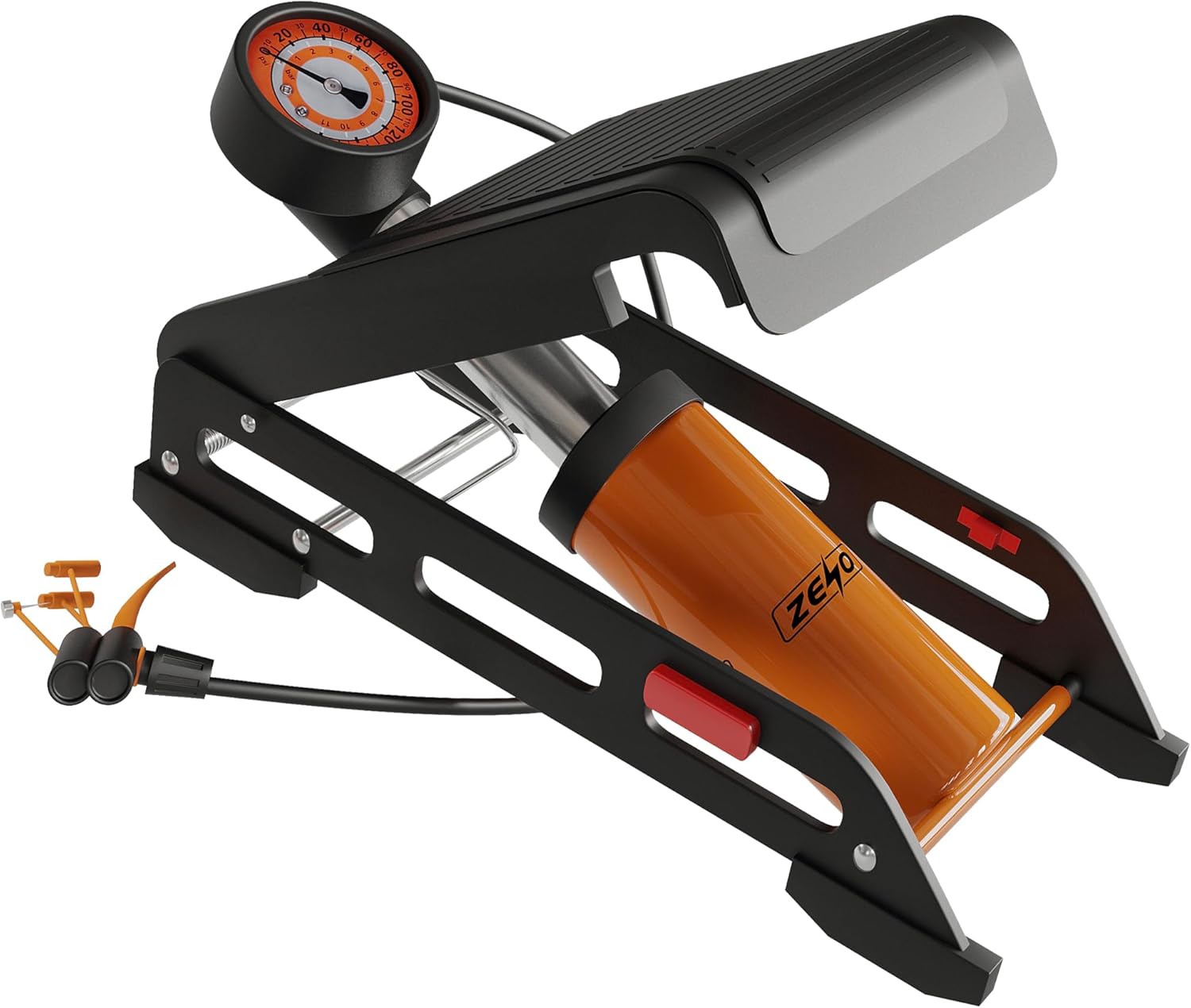 ZENO Bicycle Foot Pump Single Piston Bike Floor Pumps with Accurate ...