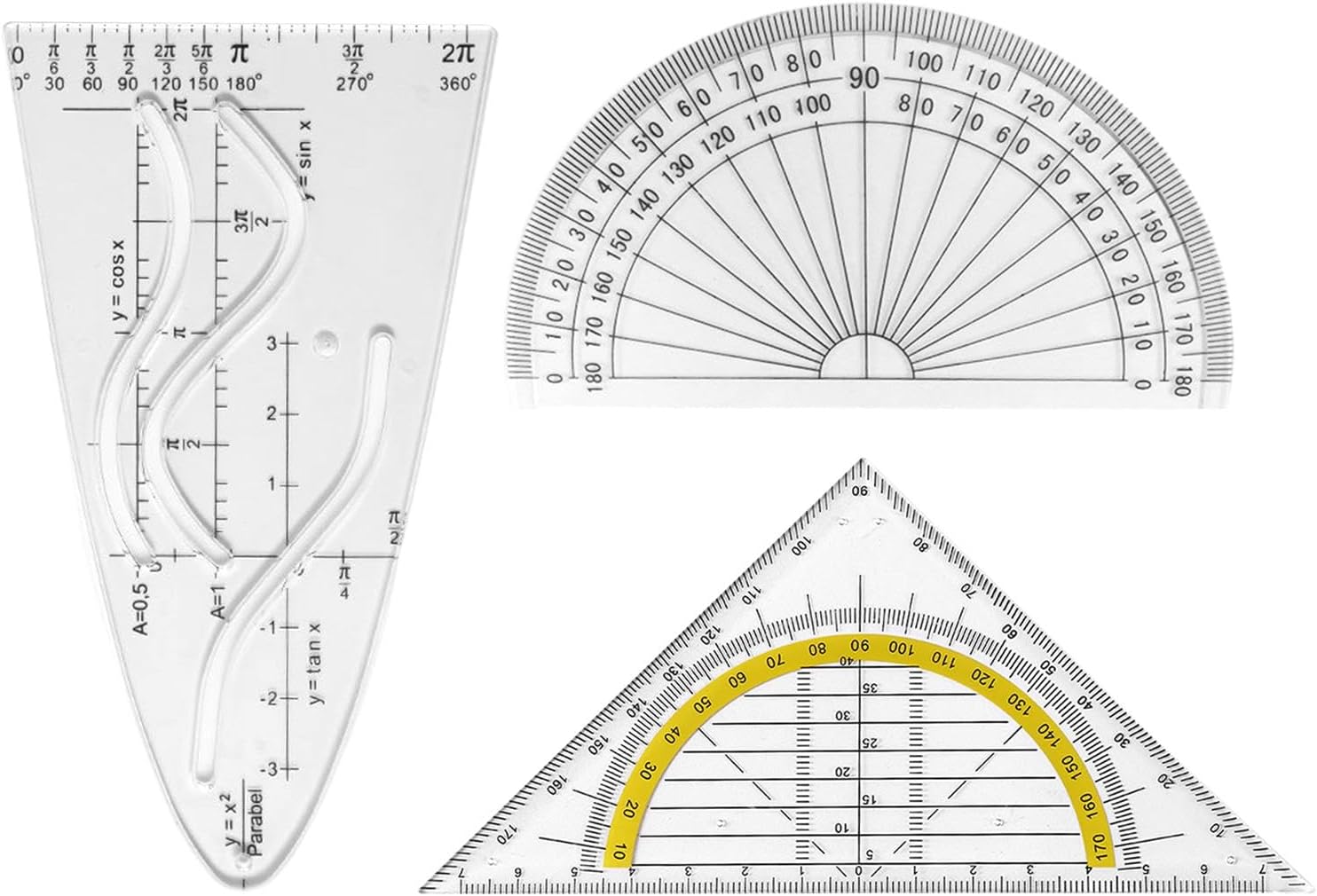 Parabel-Schablonen-Geometrie-Set, Kunststoff-Parabel-Schablone ...