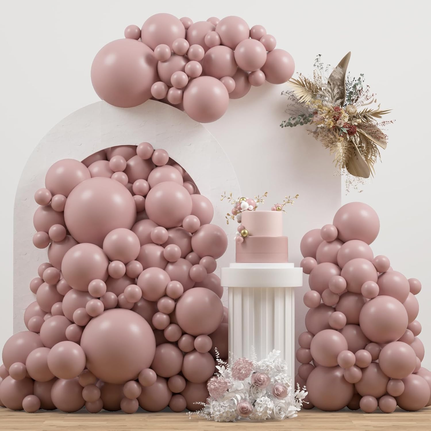 Amazon.com: JZCZOEB Dusty Pink Double Stuffed balloons Different Size ...