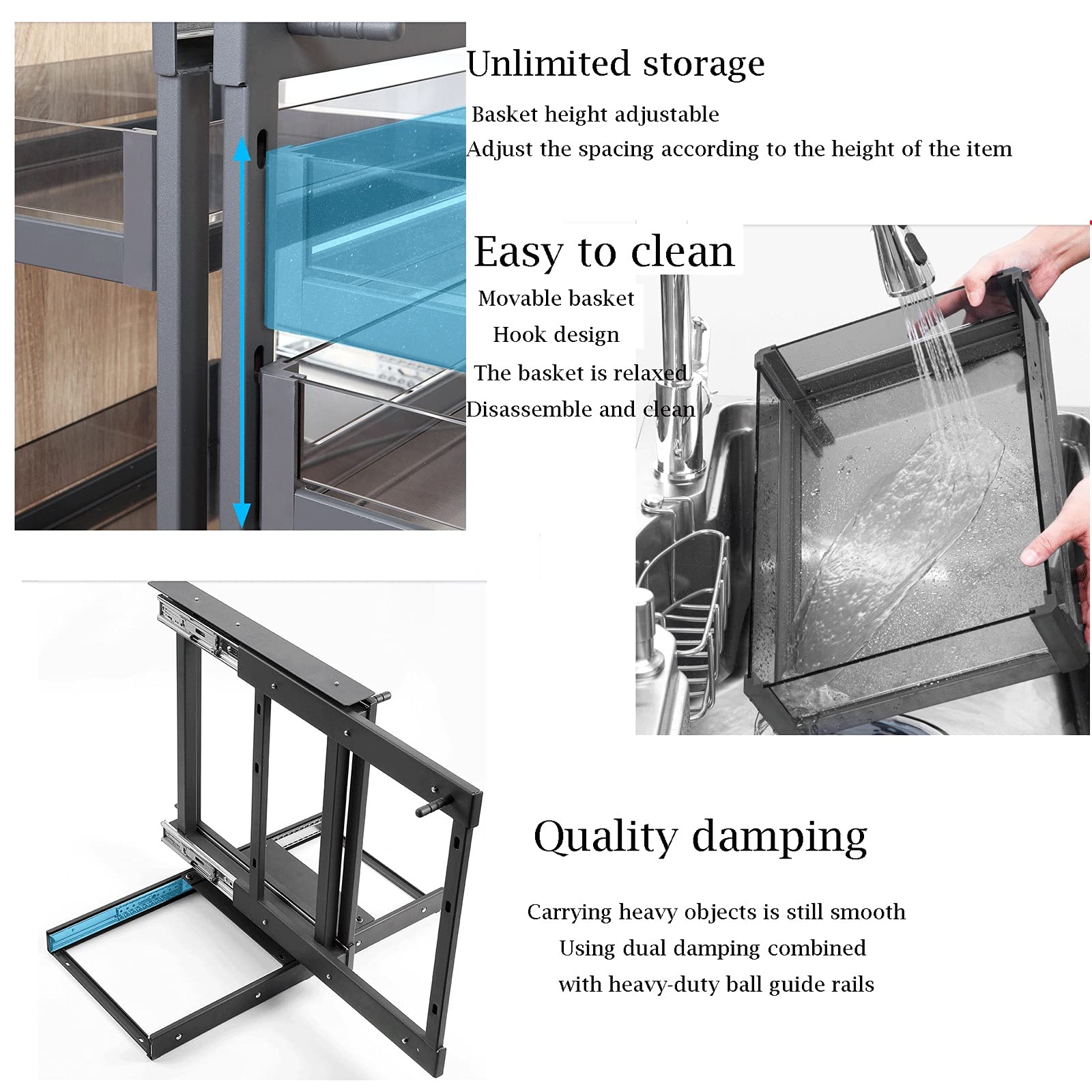 Blind Corner Cabinet Pull-Out Basket Organizer, Kitchen Cabinet ...