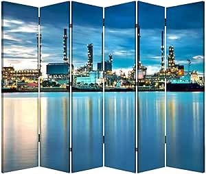 Folding Room Divider for Privacy Oil Refinery with Reflection ...