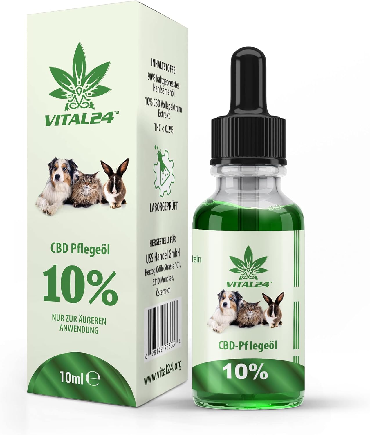vitalmed VITAL24 CBD-ÖL 10% für Hunde & Katzen - Hanföl Tropfen ...