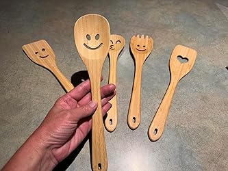 Amazon.com: Wooden Cooking Utensil Set, Cute Spatula Set, Funny Bamboo ...