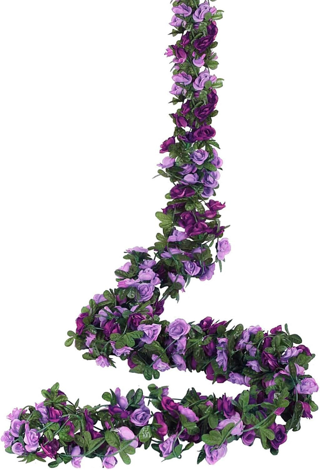Weldomcor Pack of 5 Artificial Purple Garland 8 FT Flower Garland Roses ...