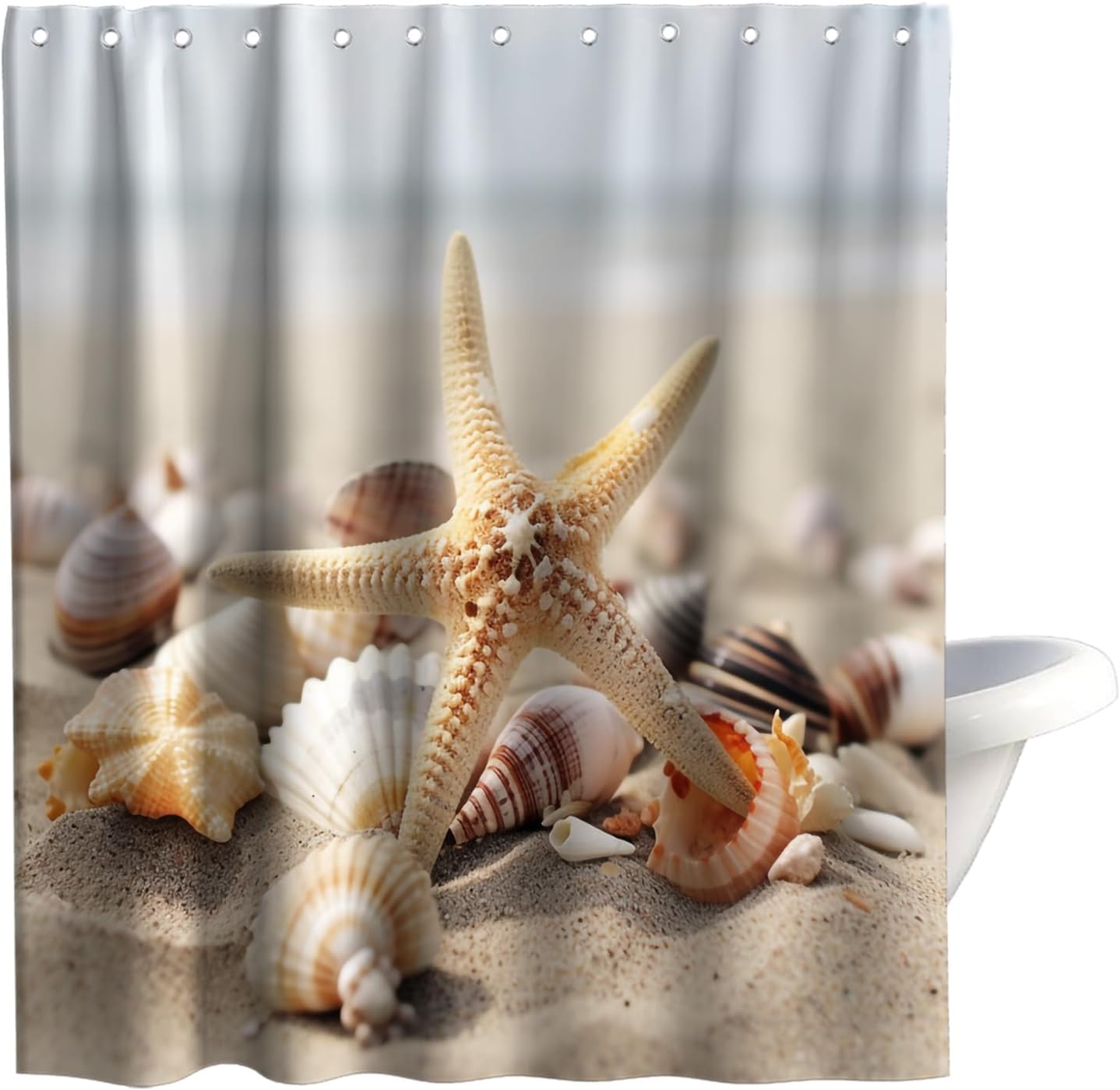 Amazon.com: Final Friday Nautical Beach Seashells Theme Fabric Shower ...