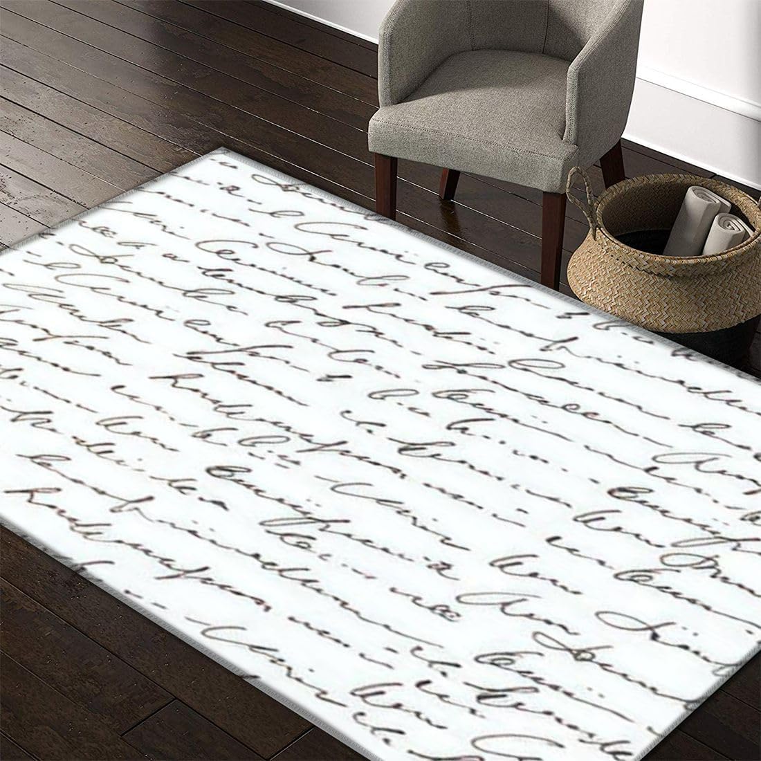 Amazon.com: Area Rug Handwritten Abstract Text Seamless Pattern ...