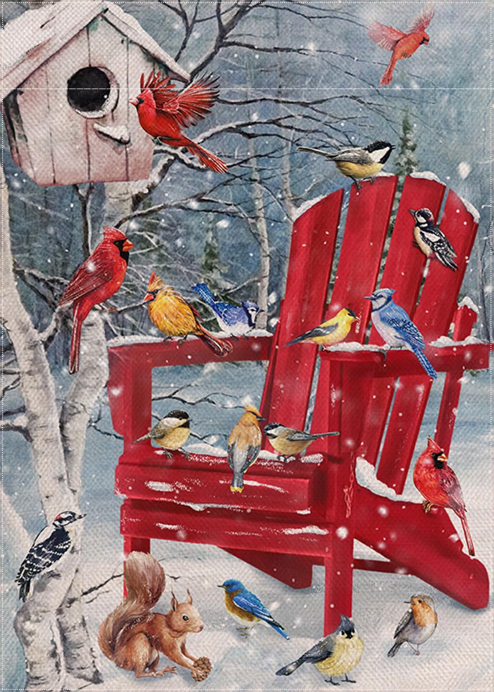 Amazon.com : Covido Home Decorative Winter Red Chair Birds Garden Yard ...