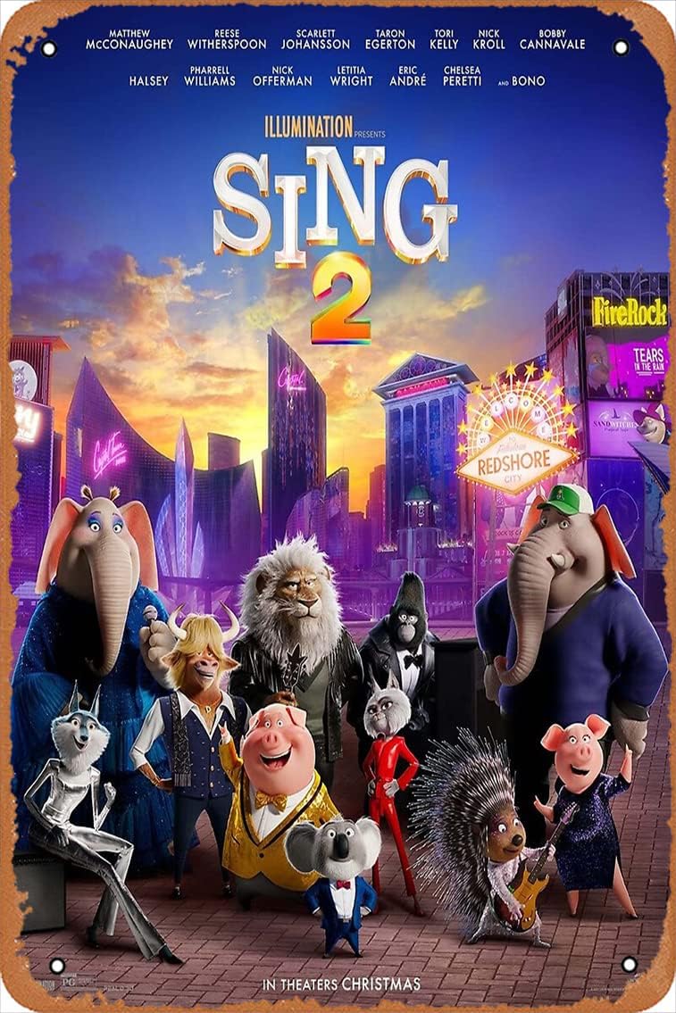 Amazon.com: Yzixulet Sing 2 Poster Poster Retro Metal Tin Vintage Sign ...