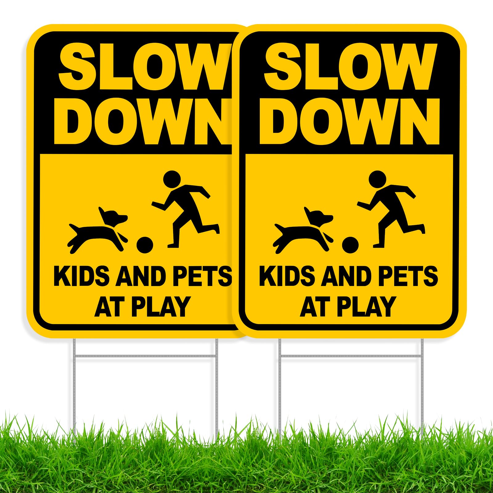 Amazon.com : ANZEKE Slow Down Signs 2 Pack 16"x12" Slow Down Kids at ...
