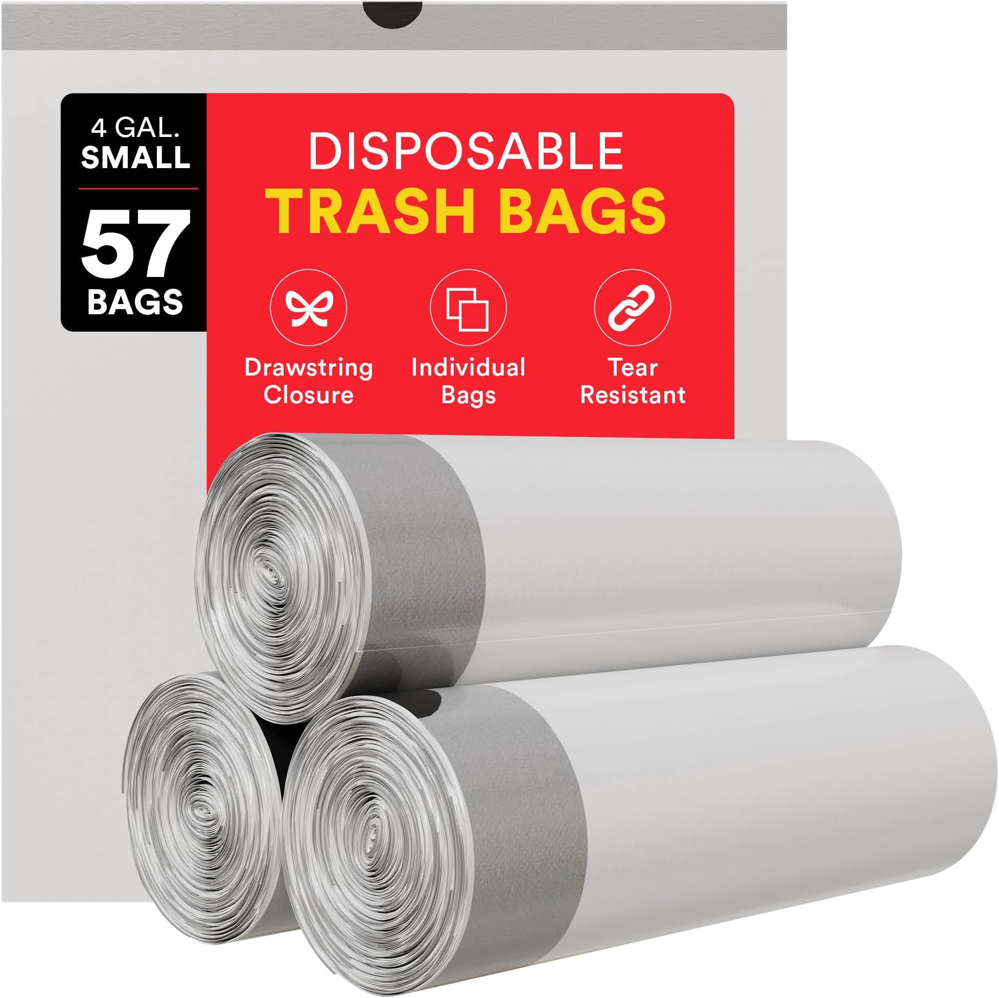Amazon.com: Small Trash Bags 4 Gallon Trash Bags Drawstring - 57 White ...