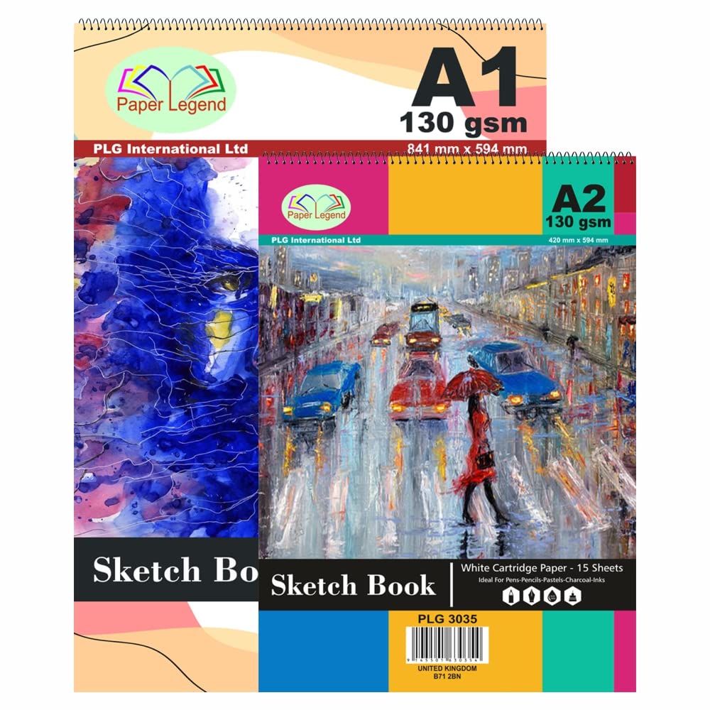 A5, A4, A3, A2, A1 Sketch Pads Spiral Book 130 GSM Cartridge White ...
