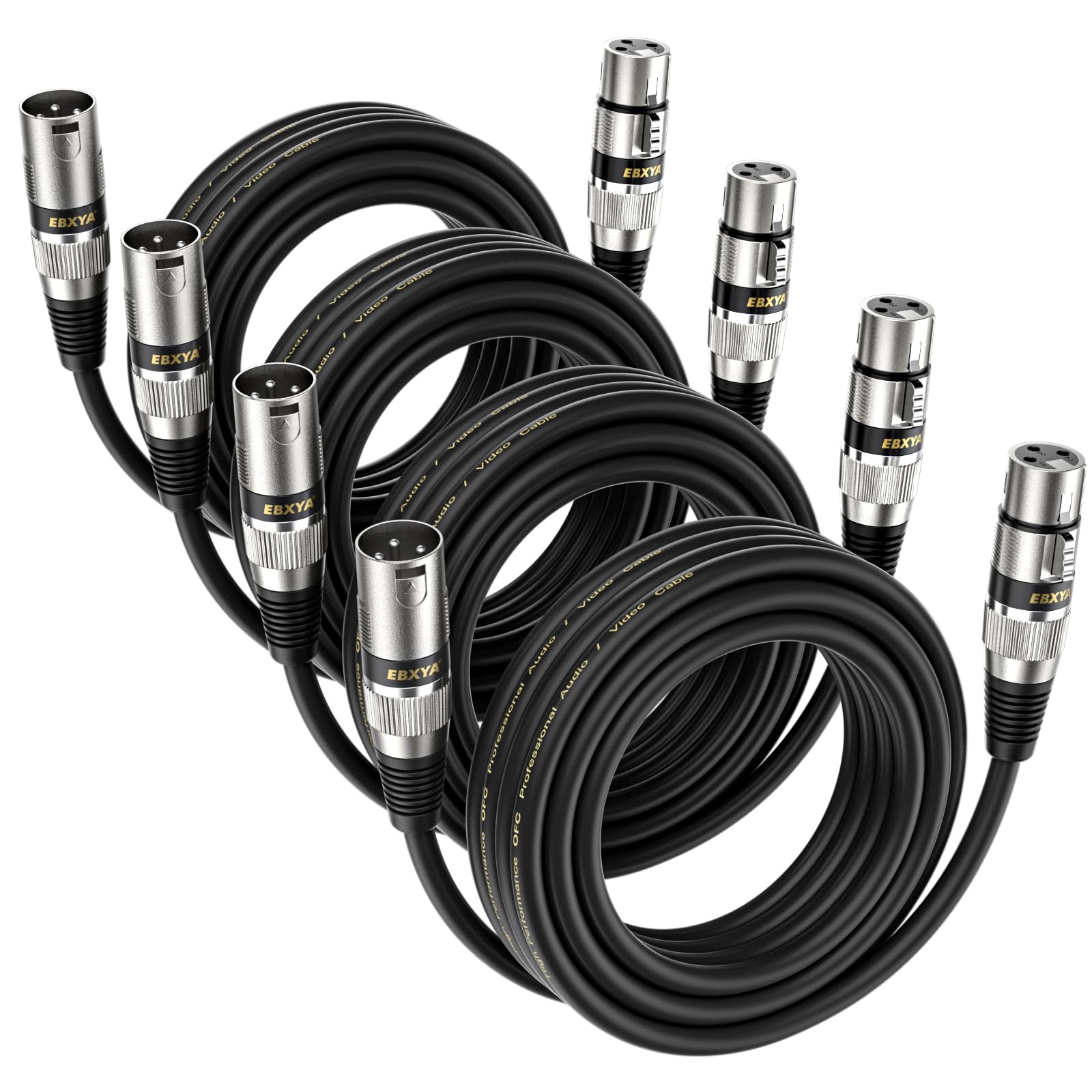 EBXYA XLR Cable Microphone Cable 5M 4 Packs Balanced Male to Female XLR ...