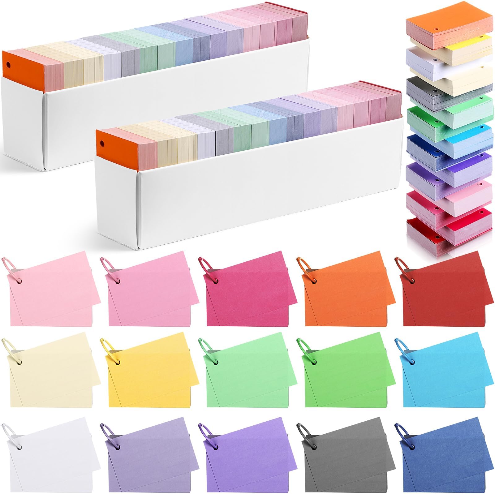 Amazon.com : Ctosree 3000 Pcs Colorful Index Cards 2" x 3" Flash Cards ...