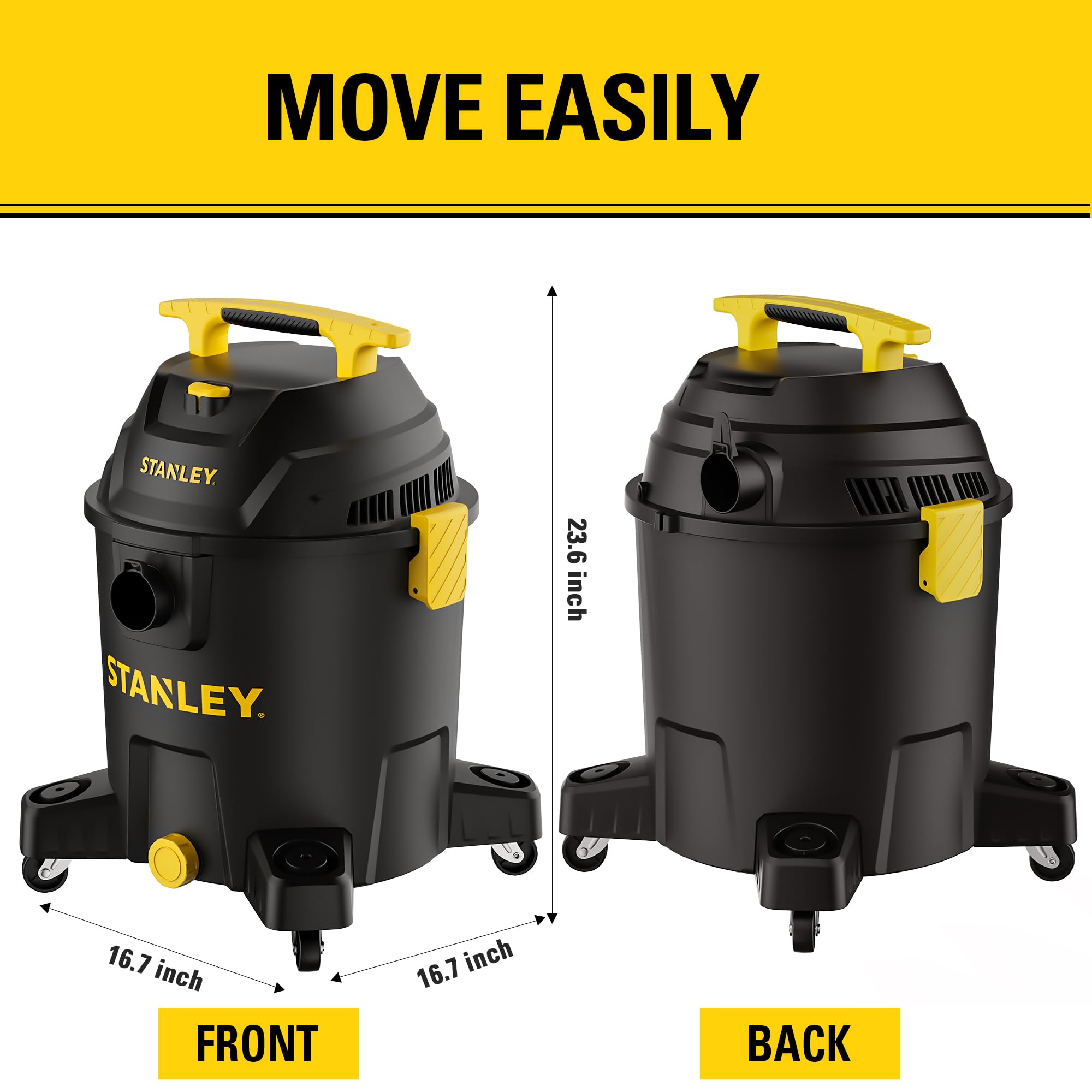 Snapklik.com : STANLEY 10 Gallon Wet Dry Vacuum, 6 Peak HP Poly Built ...