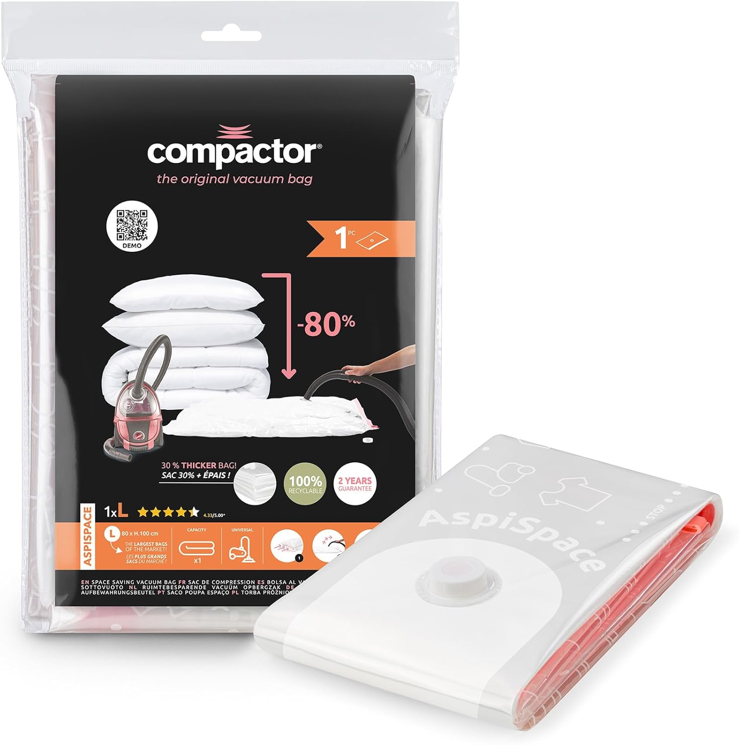 Compactor Aspispace Vacuum Compression Bag - Large, 80X100 cm ...