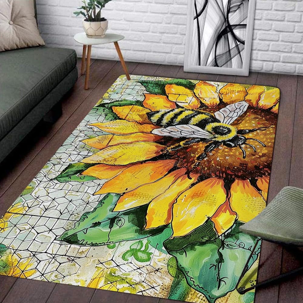 Amazon.com: GOGOCART Bee Rug, Bee Kitchen Rug, Bee Carpet Patio Door ...
