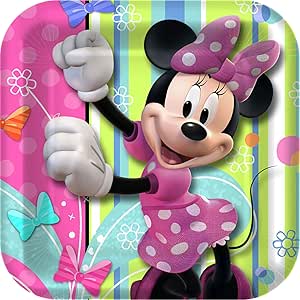 Amazon.com: Minnie Mouse Party Plates - Minnie Square Paper Dessert ...