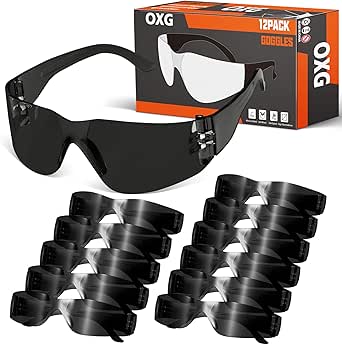 Amazon.com: OXG 12 Pack Safety Glasses for Men Women, ANSI Z87.1 Impact ...