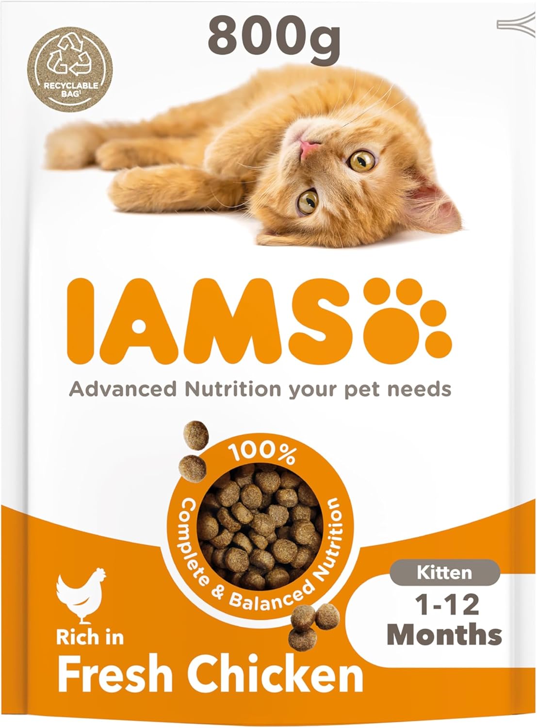 IAMS Kitten Dry Cat Food Chicken 800g : Amazon.co.uk: Pet Supplies