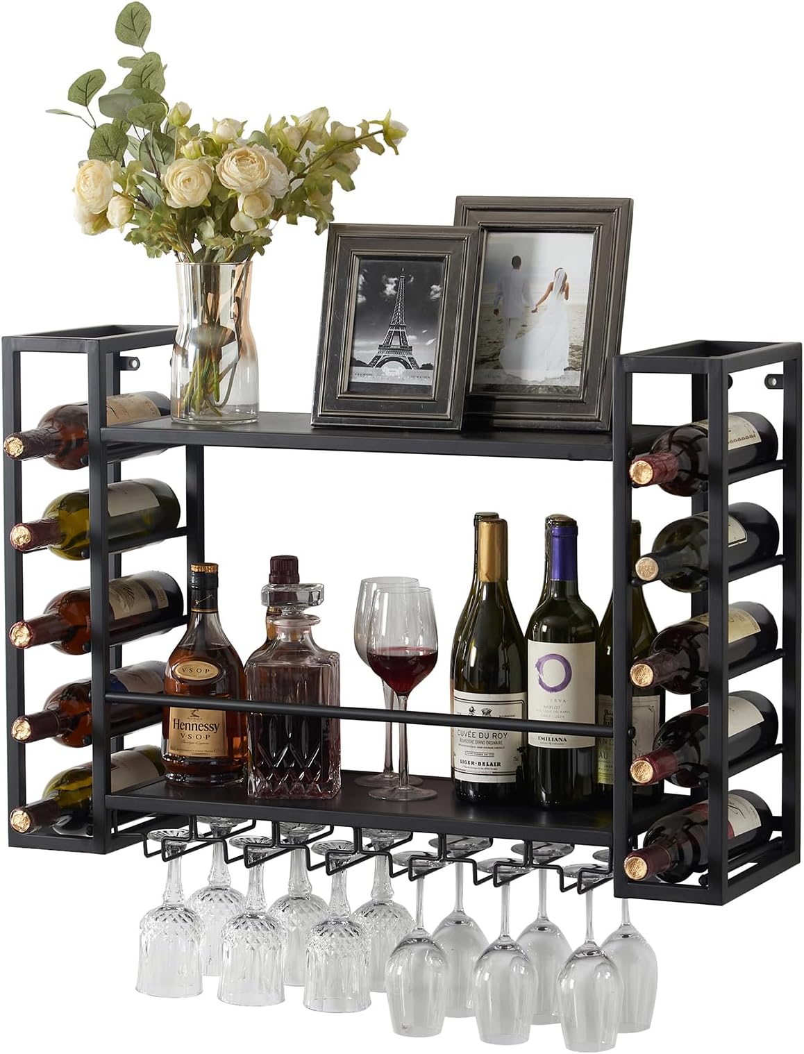 Amazon.com: Modern Wall Mounted Wine Rack,Bar Unit Floating Shelves ...