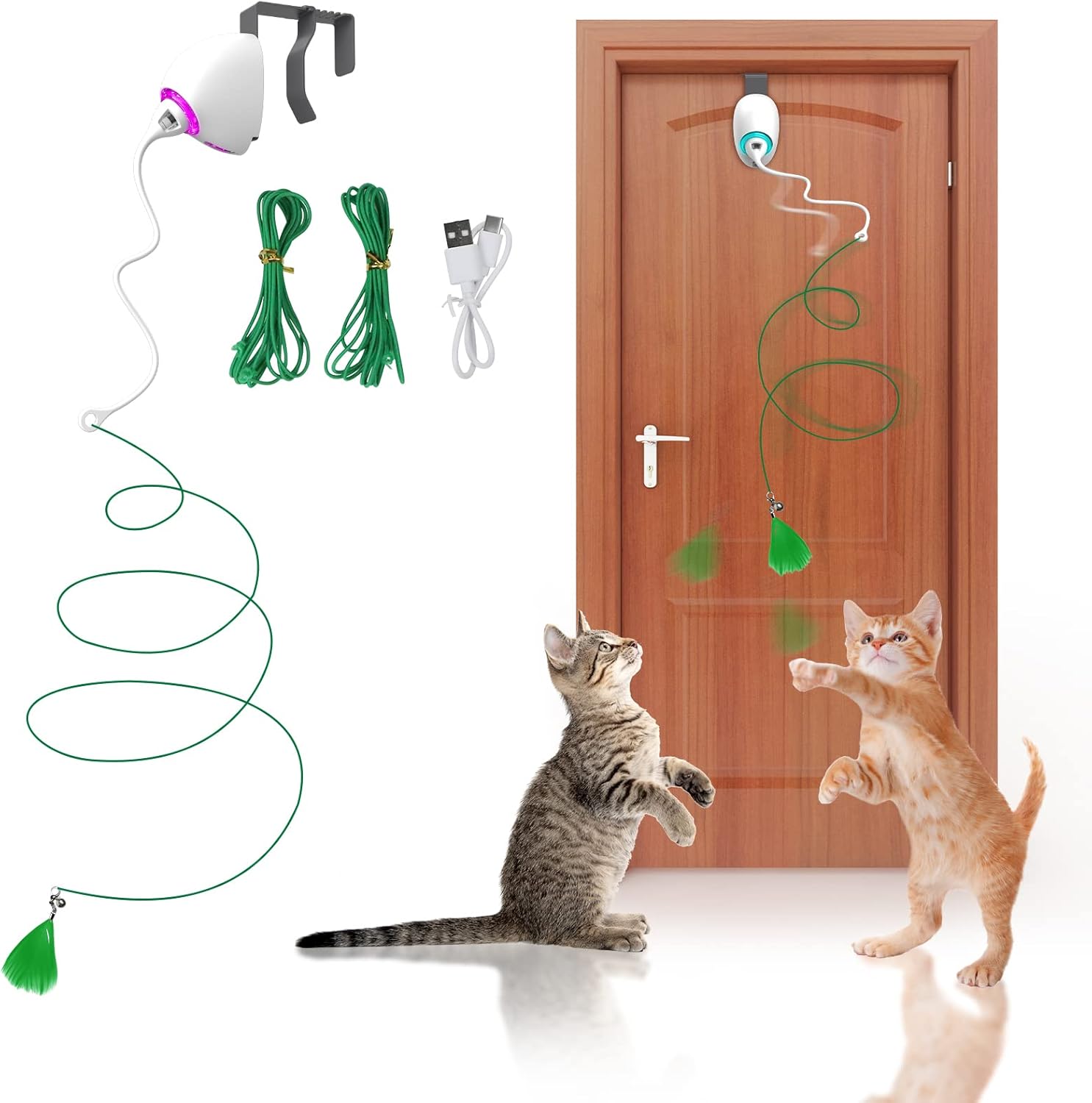 Amazon.com : Sofolor Interactive Cat Feather Toys, Hanging Electric Cat ...
