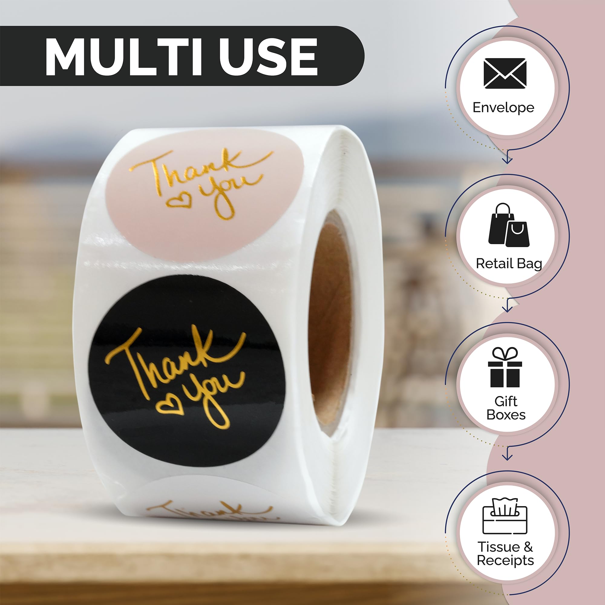 Thank You Stickers For Packaging 500 Pcs/Roll 1 Inch Round Thank You ...