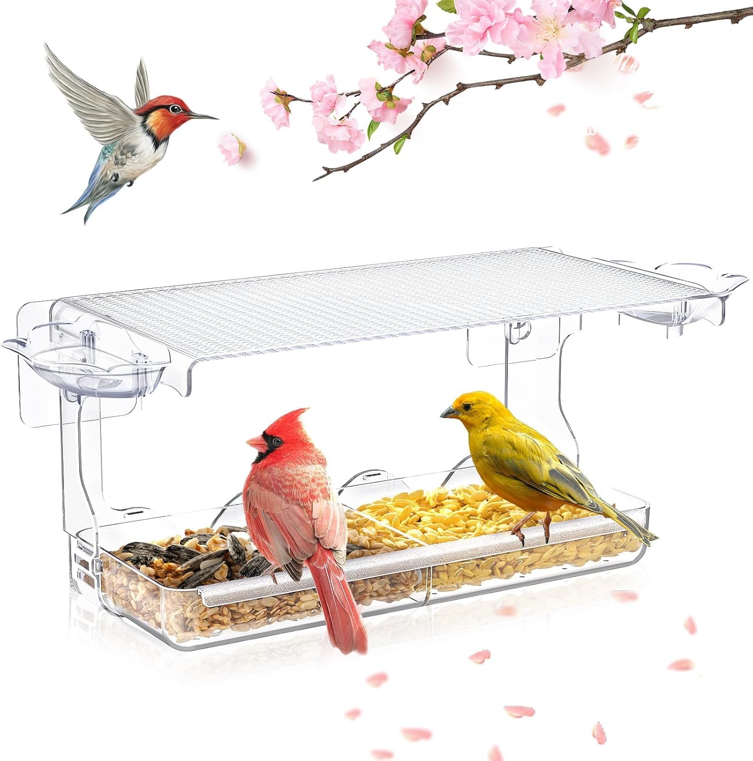 SUNALLY Window Bird Feeder for Outdoors, Clear Wild Bird Feeders Window ...
